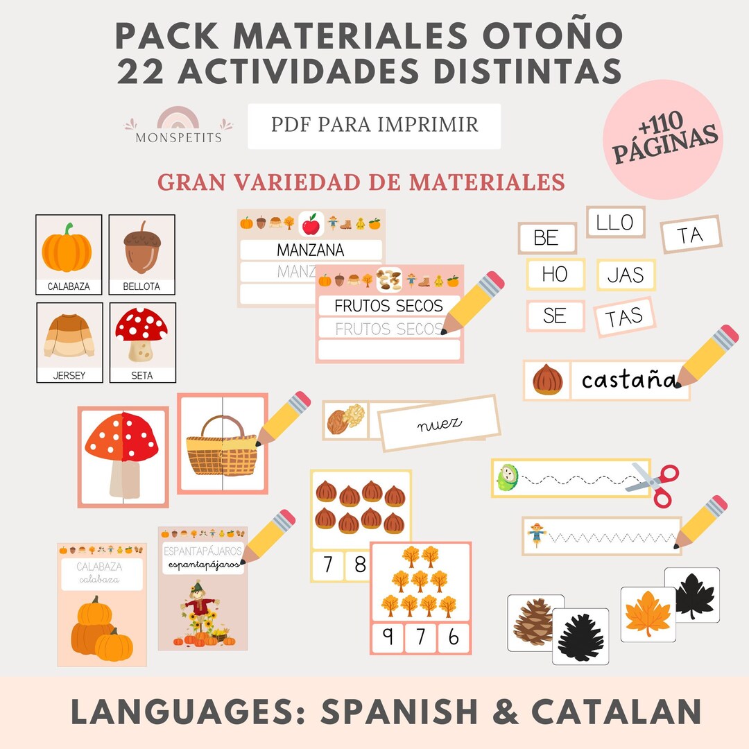 Pack Materiales Otoño, 22 Actividades, +110 Páginas, Lectoescritura ...