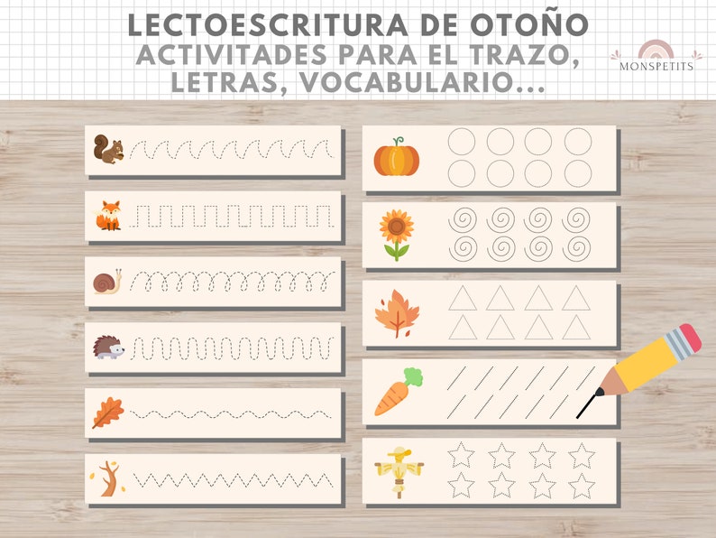 Actividades Lectoescritura Otoño, Leer, Escribir, Imprimible Educativo ...
