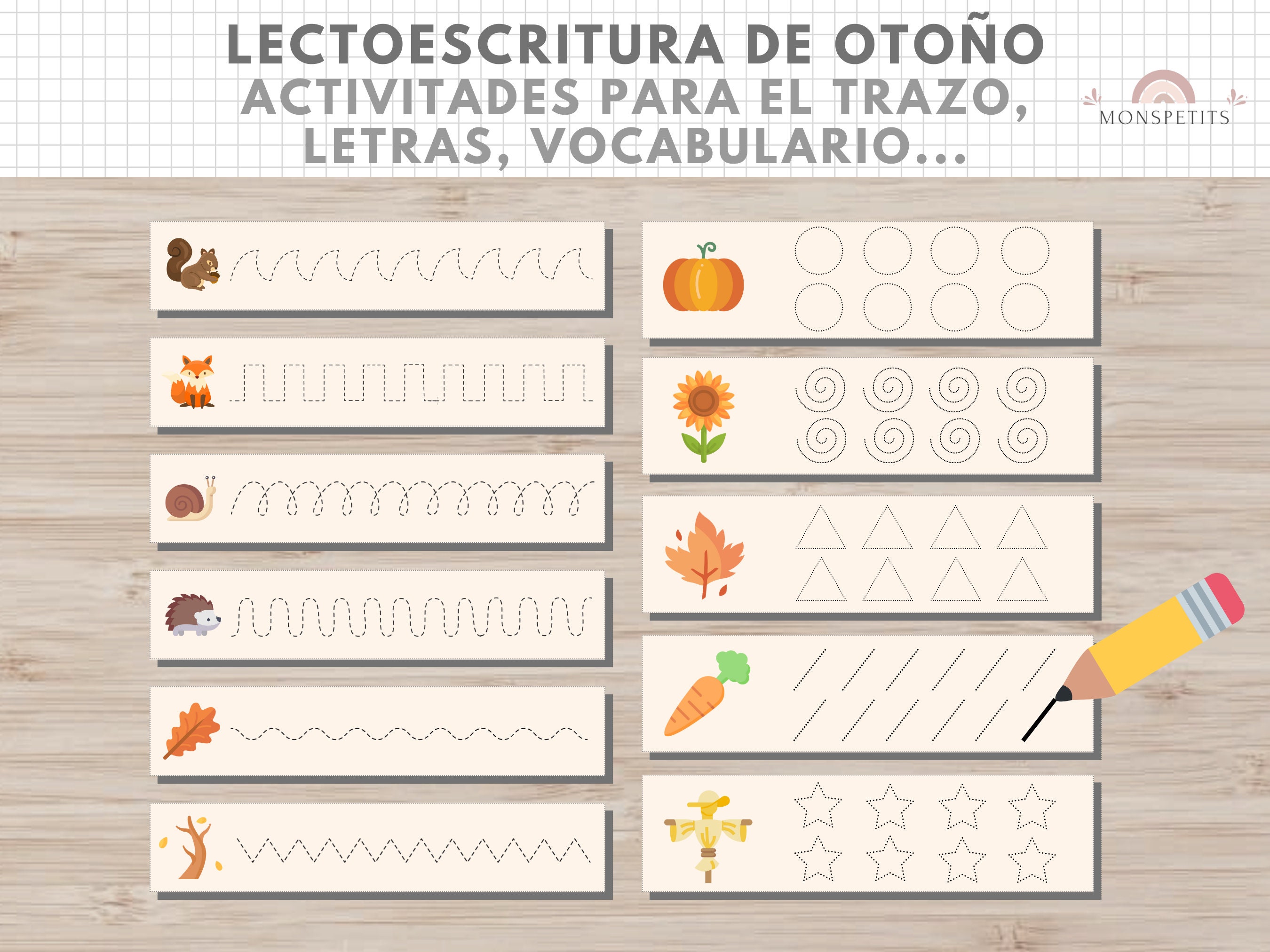 Actividades Lectoescritura Otoño, Leer, Escribir, Imprimible Educativo ...