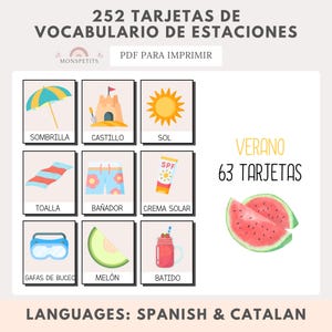 252 Flashcards Vocabulario Estaciones, PDF Imprimible Digital ...