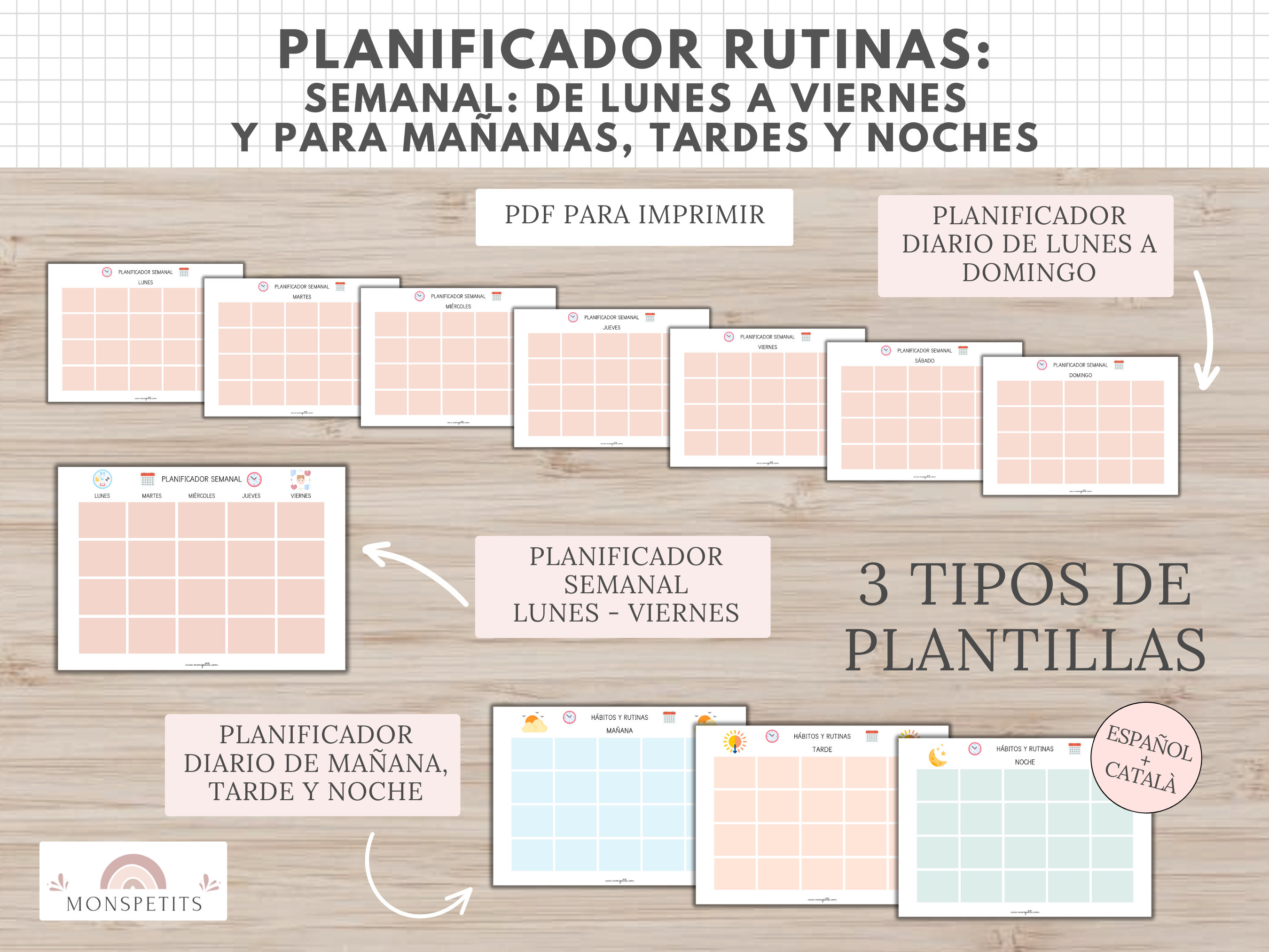 Planificador de Rutinas, Diario y Semanal, Lunes a Viernes, 100 ...