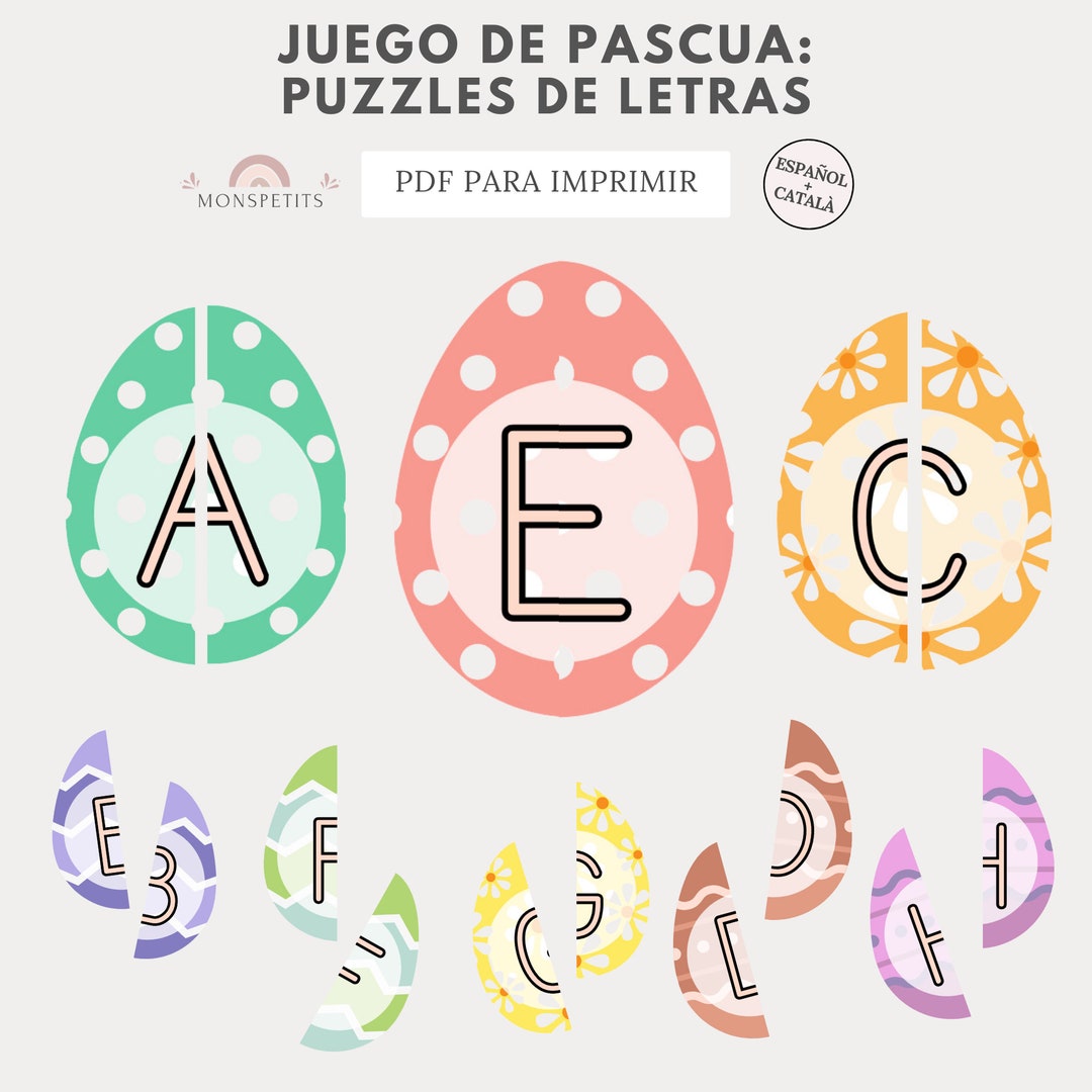 Juego Puzzle De Letras Y Huevos, Abecedario, Pascua, Primavera ...