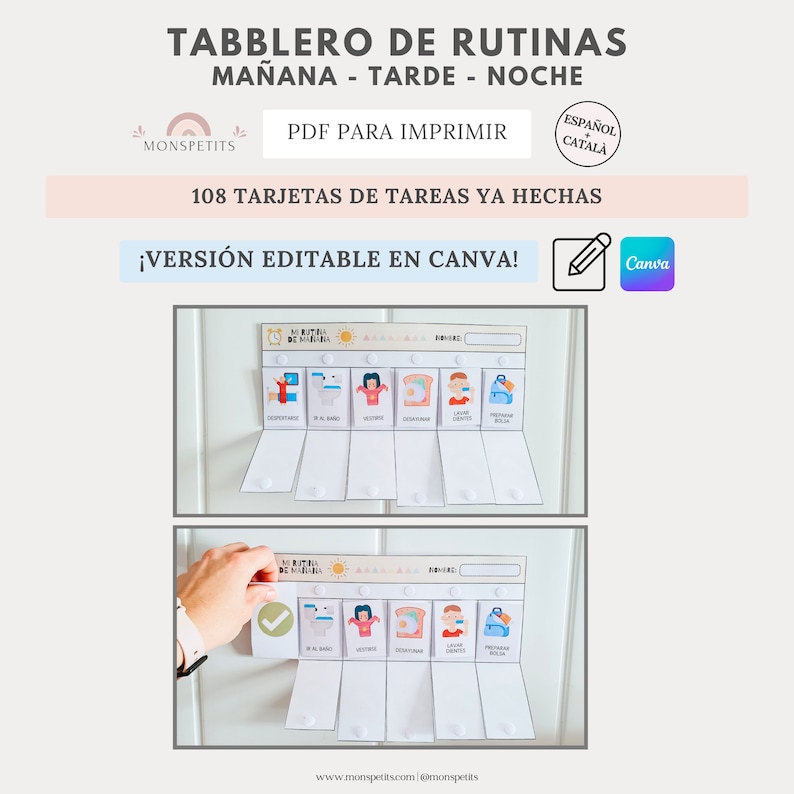 Tablero De Rutinas EDITABLE En Canva, Plantilla Imprimible, Niños ...