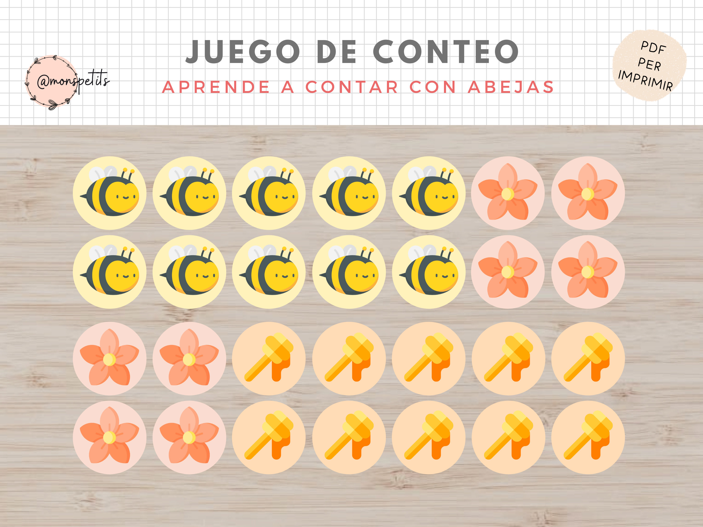 Juego De Contar Con Abejas Matematicas Numeros Español Primavera ...