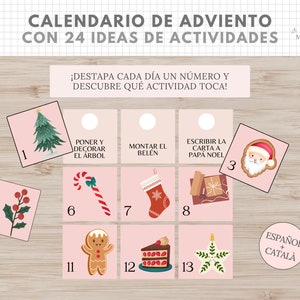 Calendario Adviento Imprimible Rojo, Plantilla Con 24 Ideas De ...