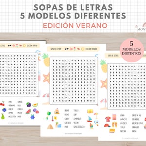 Juego Sopa De Letras, Vocabulario, Verano, Niños, Imprimible, Español ...
