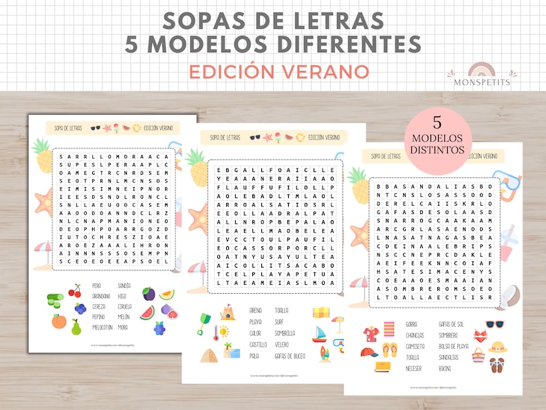 Juego Sopa De Letras, Vocabulario, Verano, Niños, Imprimible, Español ...