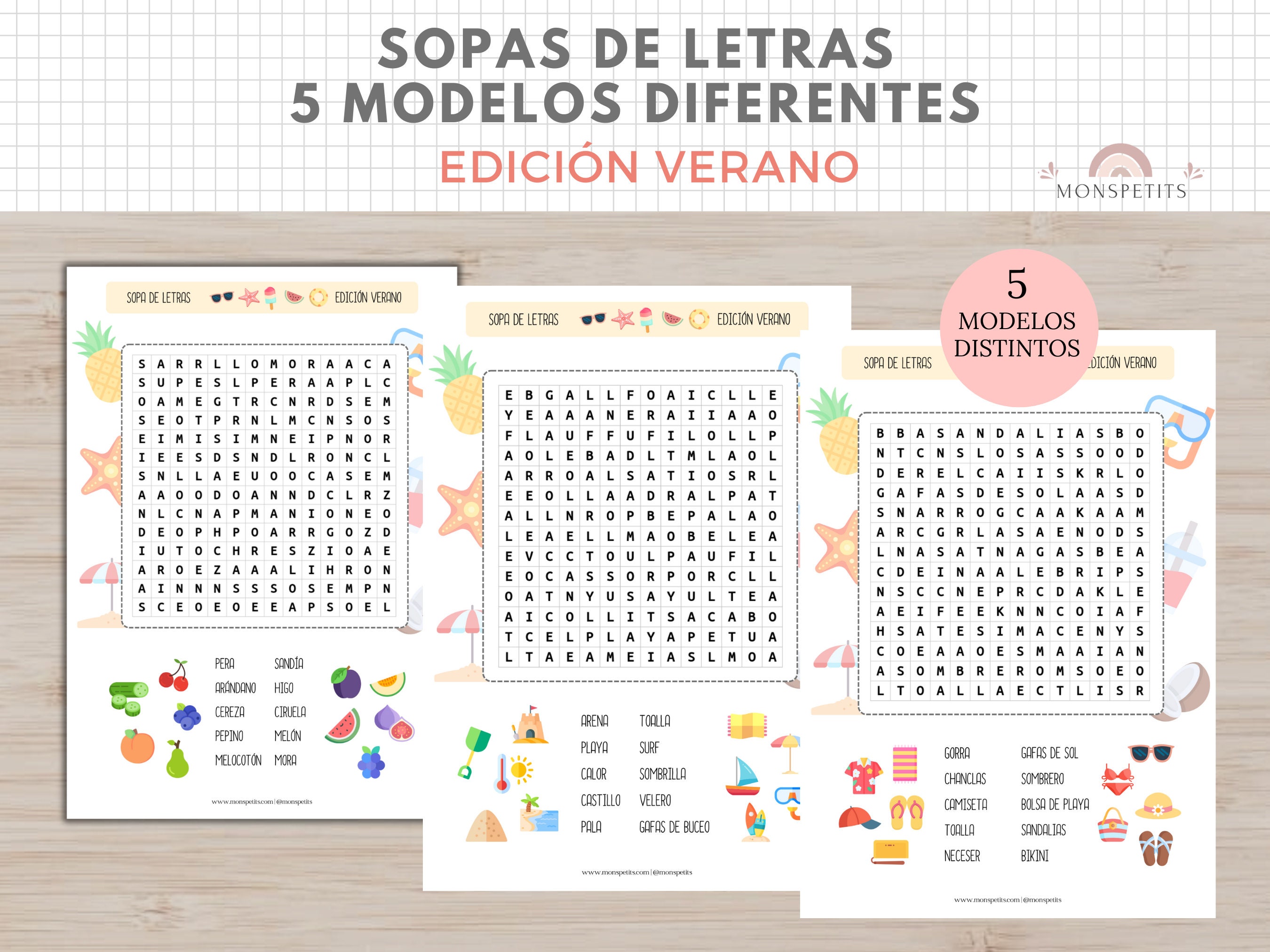 Juego Sopa de Letras, Vocabulario, Verano, Niños, Imprimible, Español ...