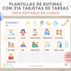 Plantillas De Rutinas Con 216 Tarjetas De Tareas Para Niños, EDITABLE ...