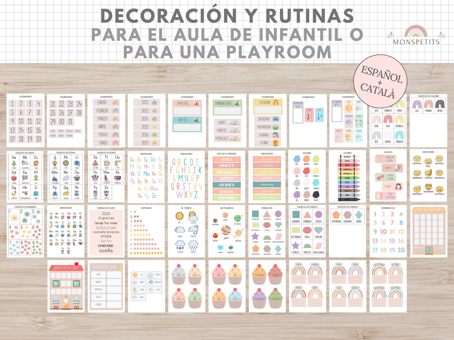 Pack Decoración Aula Infantil O Playroom, Asamblea Mañanas, Español ...