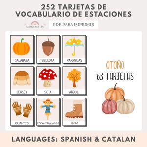 252 Flashcards Vocabulario Estaciones, PDF Imprimible Digital ...