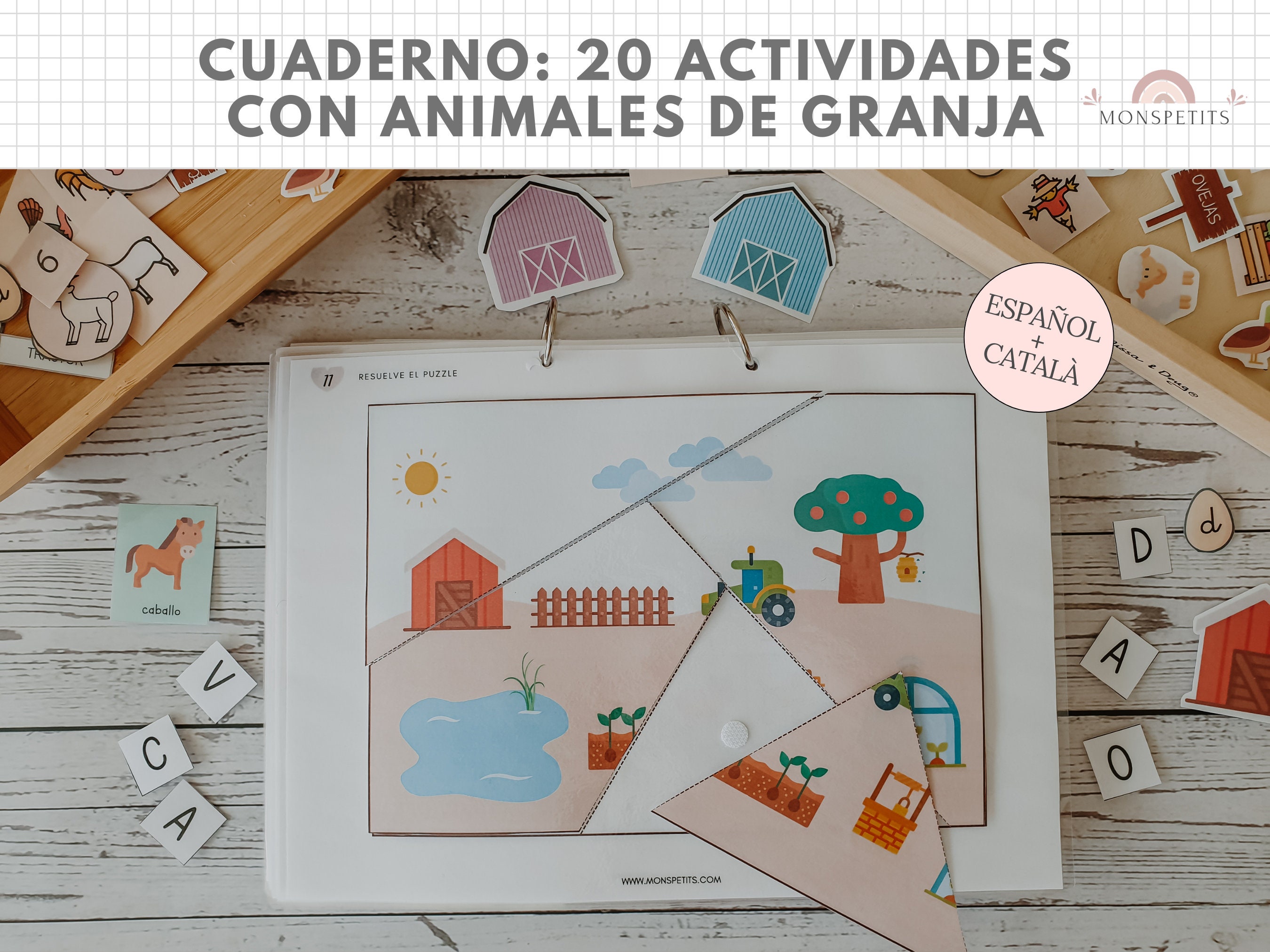 20 Actividades Animales de Granja, Cuaderno Imprimible Niños, Español ...