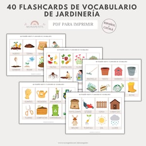 40 Flashcards Vocabulario Jardineria, Tarjetas Imprimibles, Huerto ...