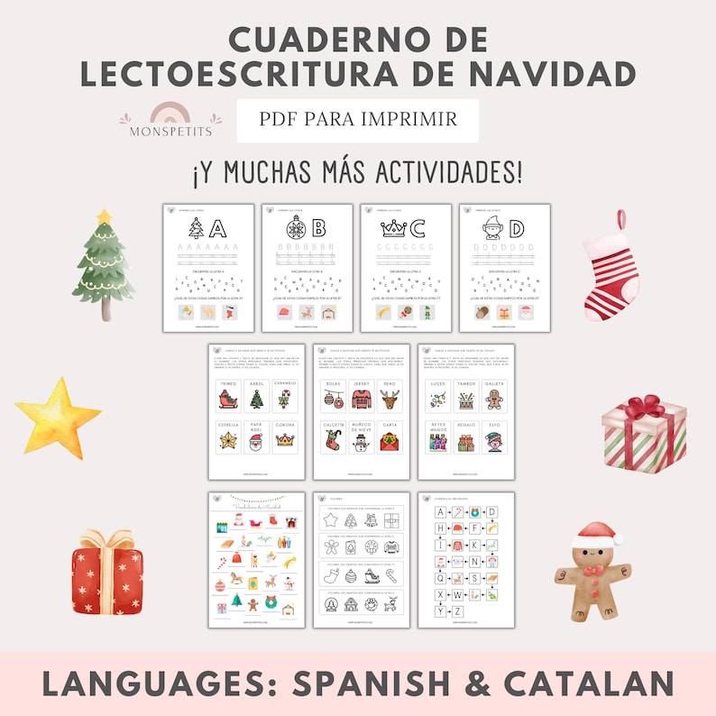 Cuaderno Lectoescritura Navidad, 45 Págs, Actividades Niños ...