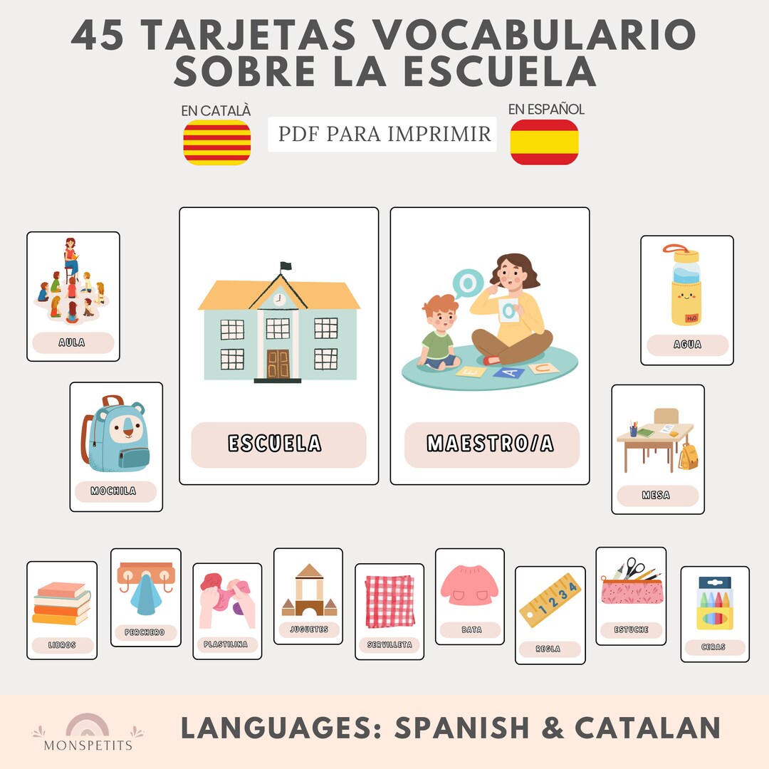 45 Flashcards Vocabulario Escuela, Vuelta Al Cole, Material Clase, Aula ...