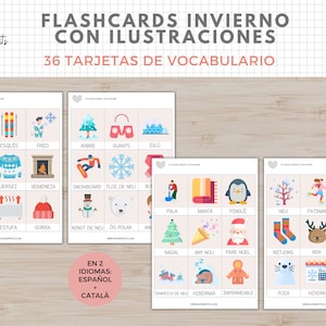 36 Flashcards Vocabulario Invierno, Ilustraciones, Imprimible Niños ...