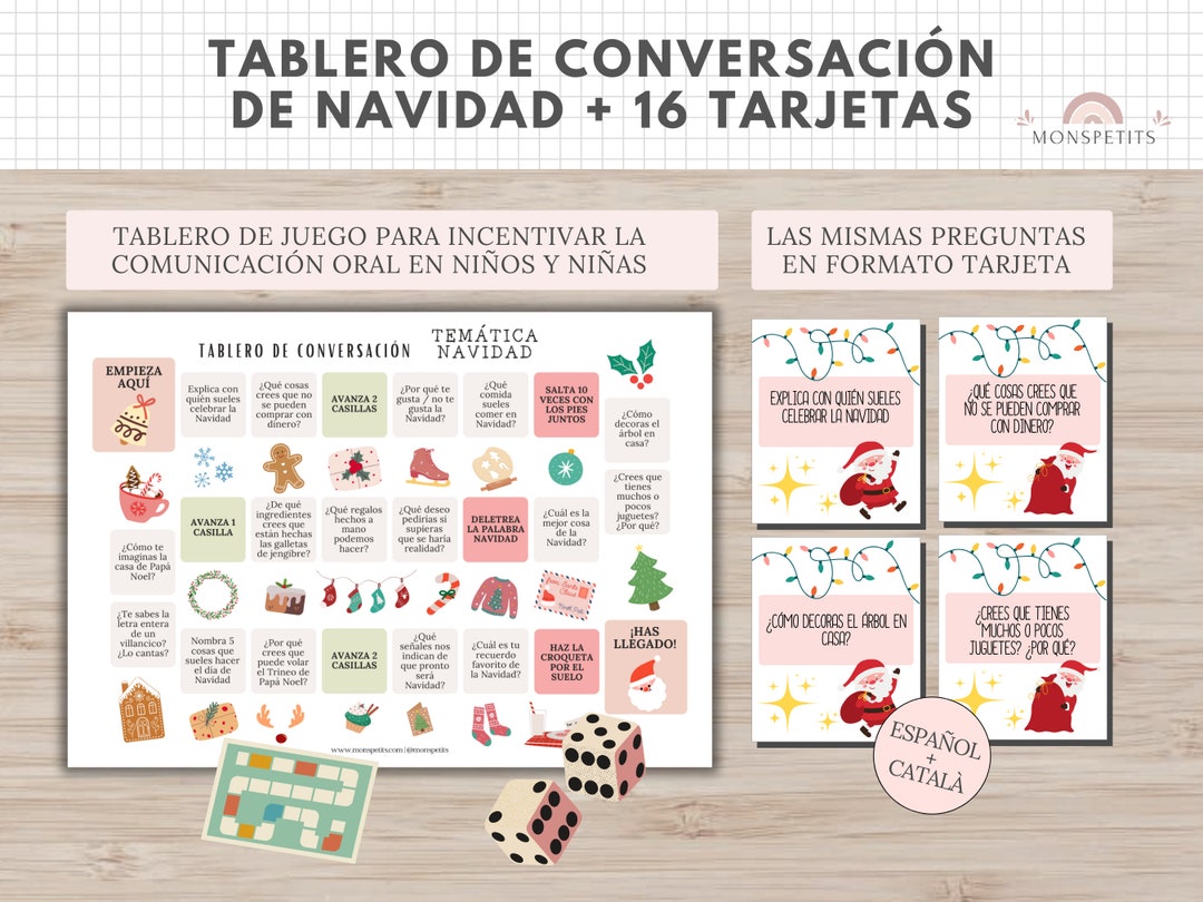 Tablero Conversación Navideña, Tarjetas De Preguntas De Navidad ...