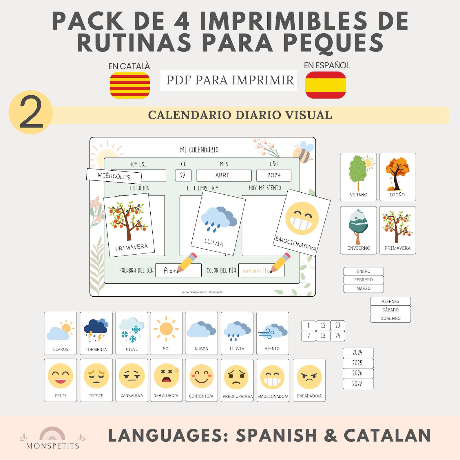 4 Imprimibles Rutinas Niños, Tareas, Hábitos, Calendario, PDF ...