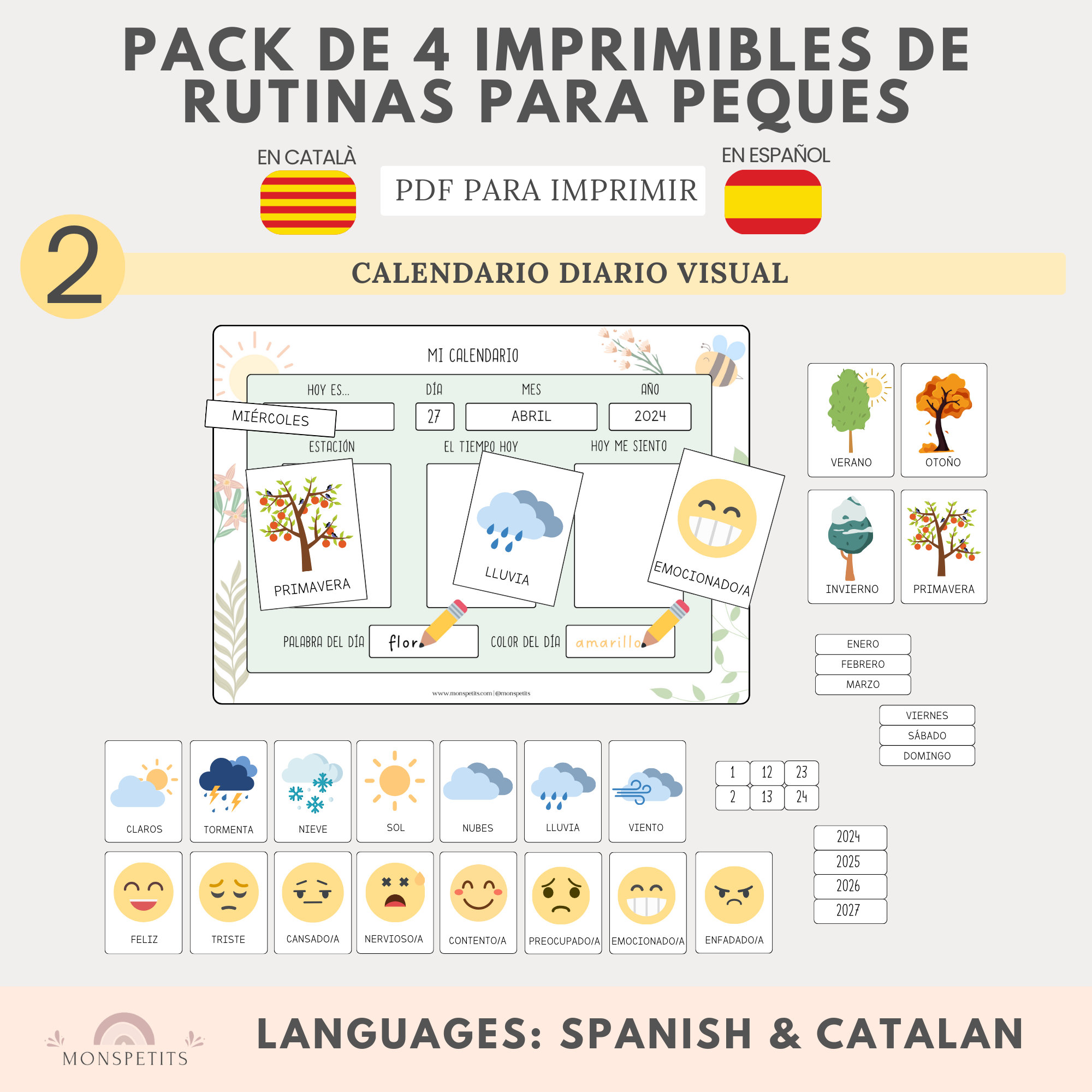 4 Imprimibles Rutinas Niños, Tareas, Hábitos, Calendario, PDF ...