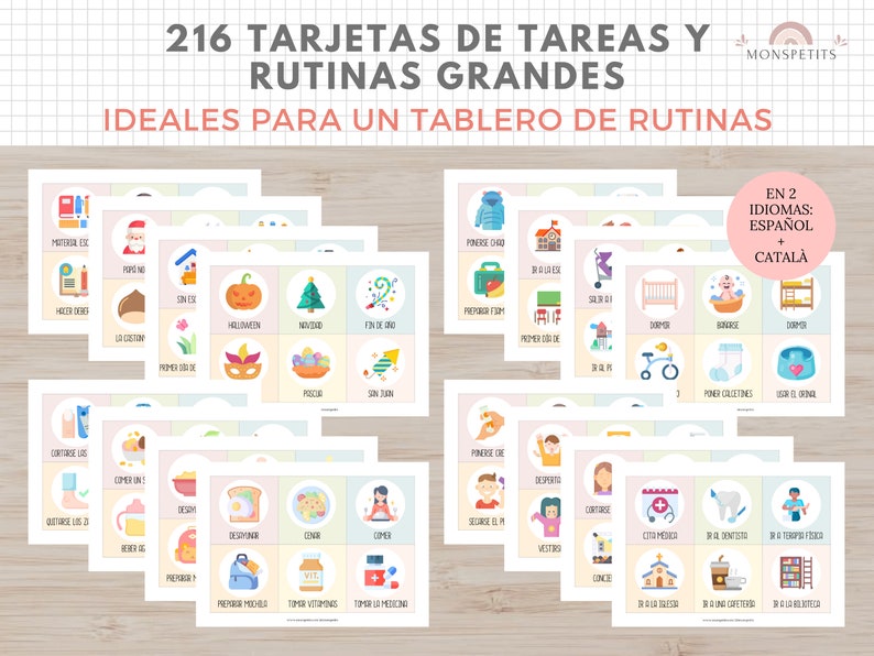 216 Tarjetas De Rutinas Grandes, Horario Niños, Organización, Español ...
