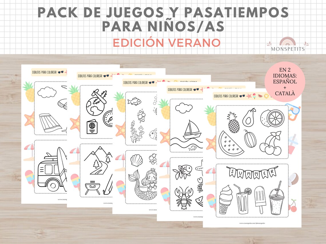 Pack Juegos Y Pasatiempos Verano Para Niños, Imprimible, Español ...