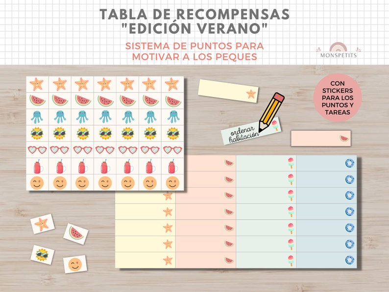 Tabla Recompensas, Sistema Puntos, Verano, Plantilla Imprimible ...