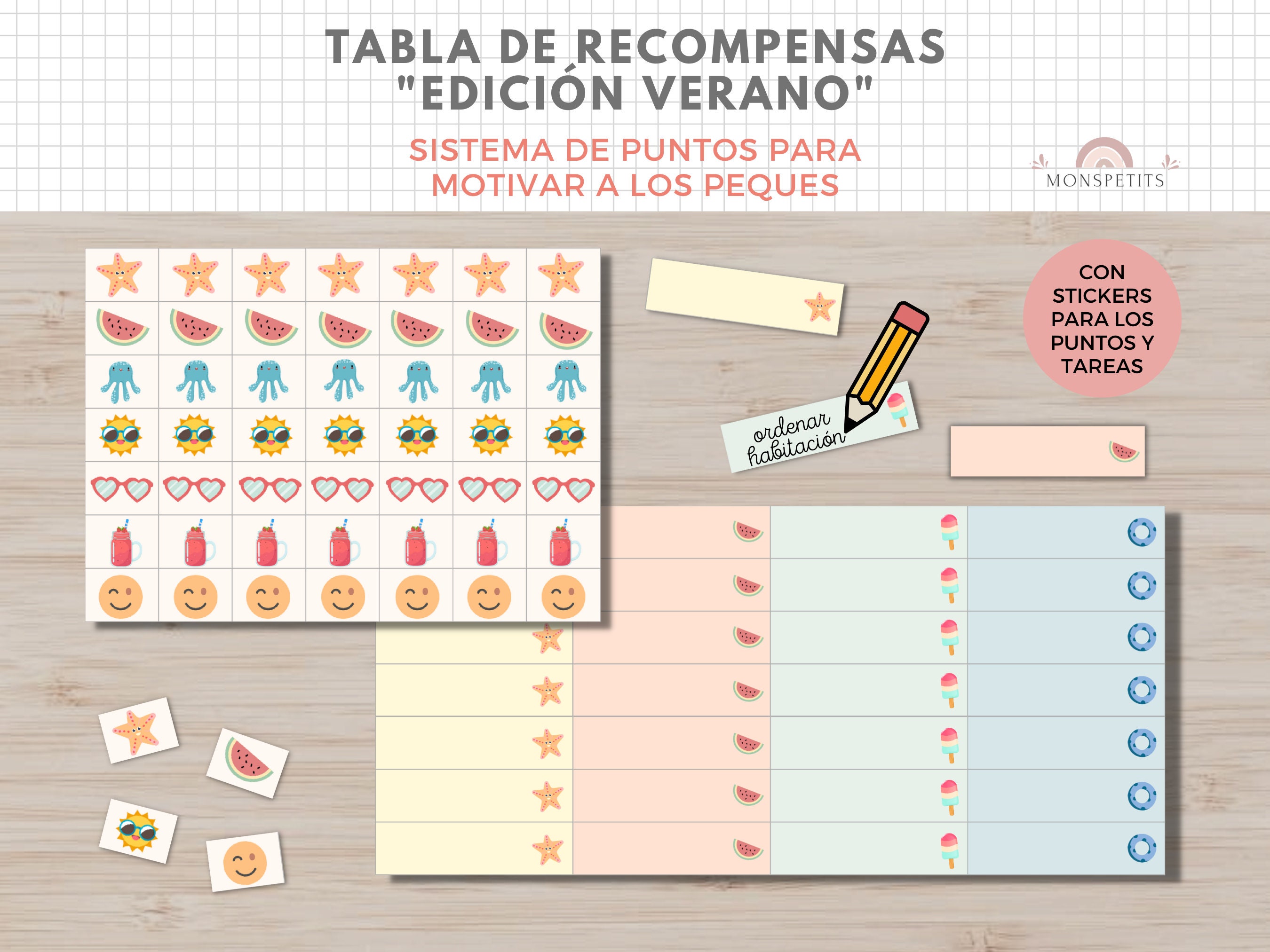 Tabla Recompensas, Sistema Puntos, Verano, Plantilla Imprimible ...