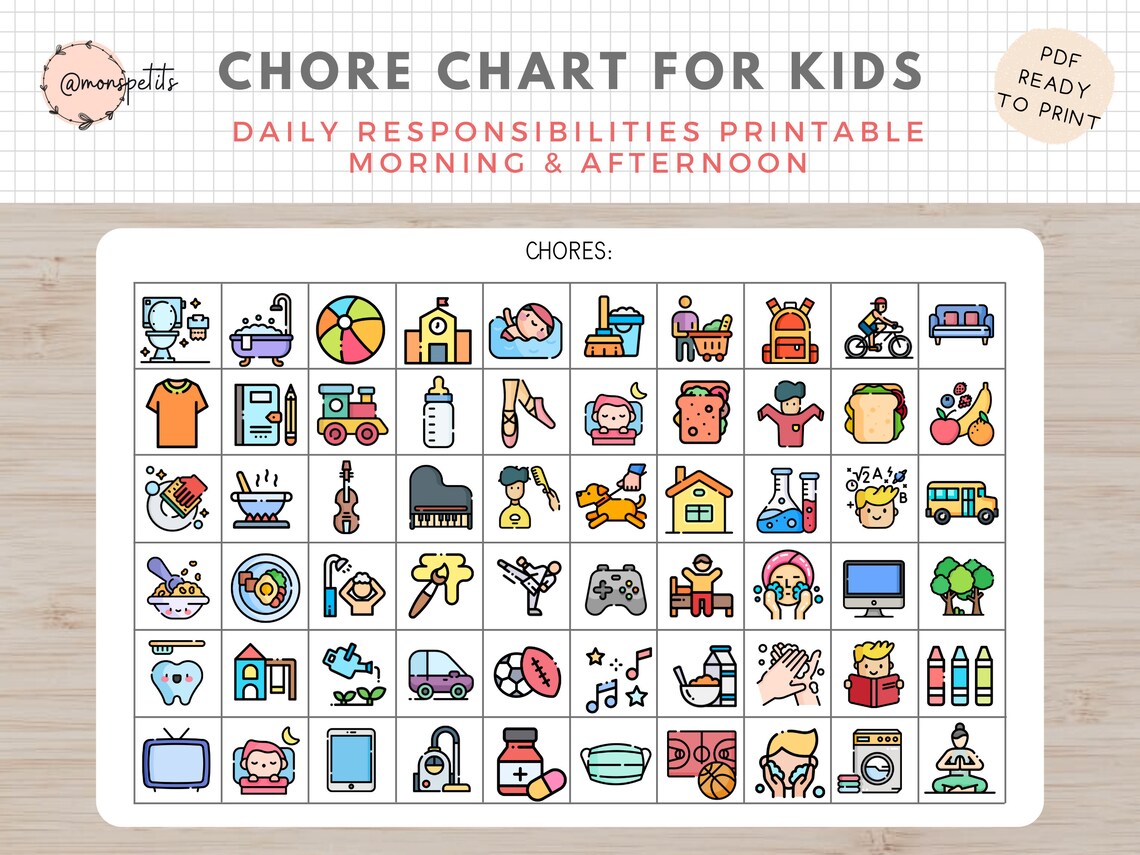 Kids Responsibilities Chart Daily Routine Printable - Etsy