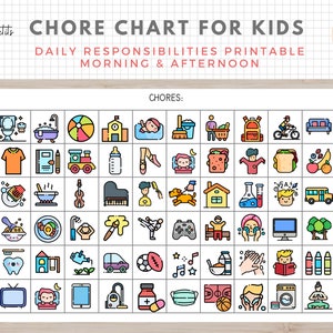 Kids Responsibilities Chart - Daily Routine Printable - Children Chores ...