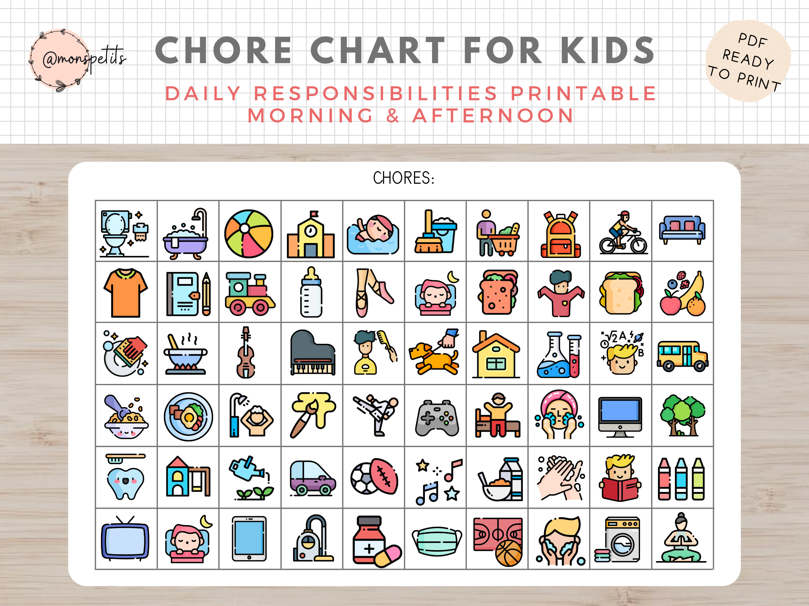 Kids Responsibilities Chart Daily Routine Printable - Etsy