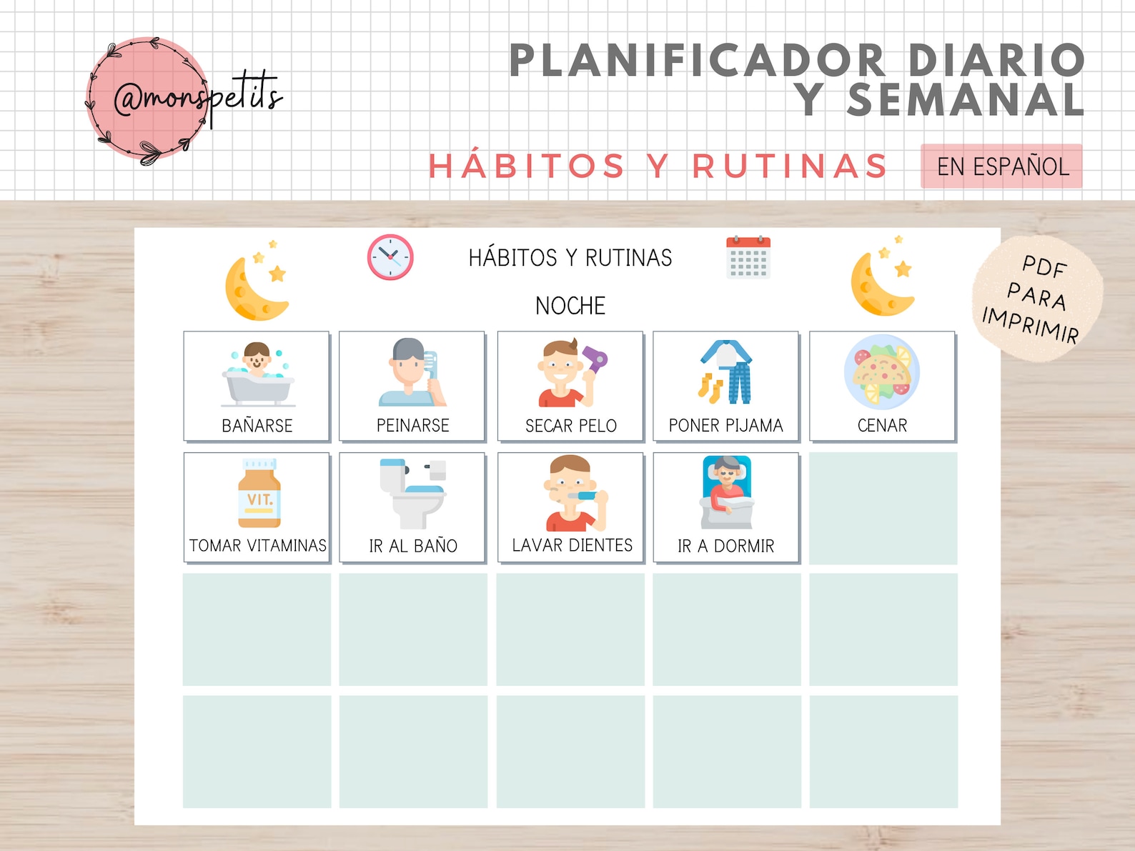 Planificador de Rutinas Diario y Semanal 100 tarjetas de acciones ...
