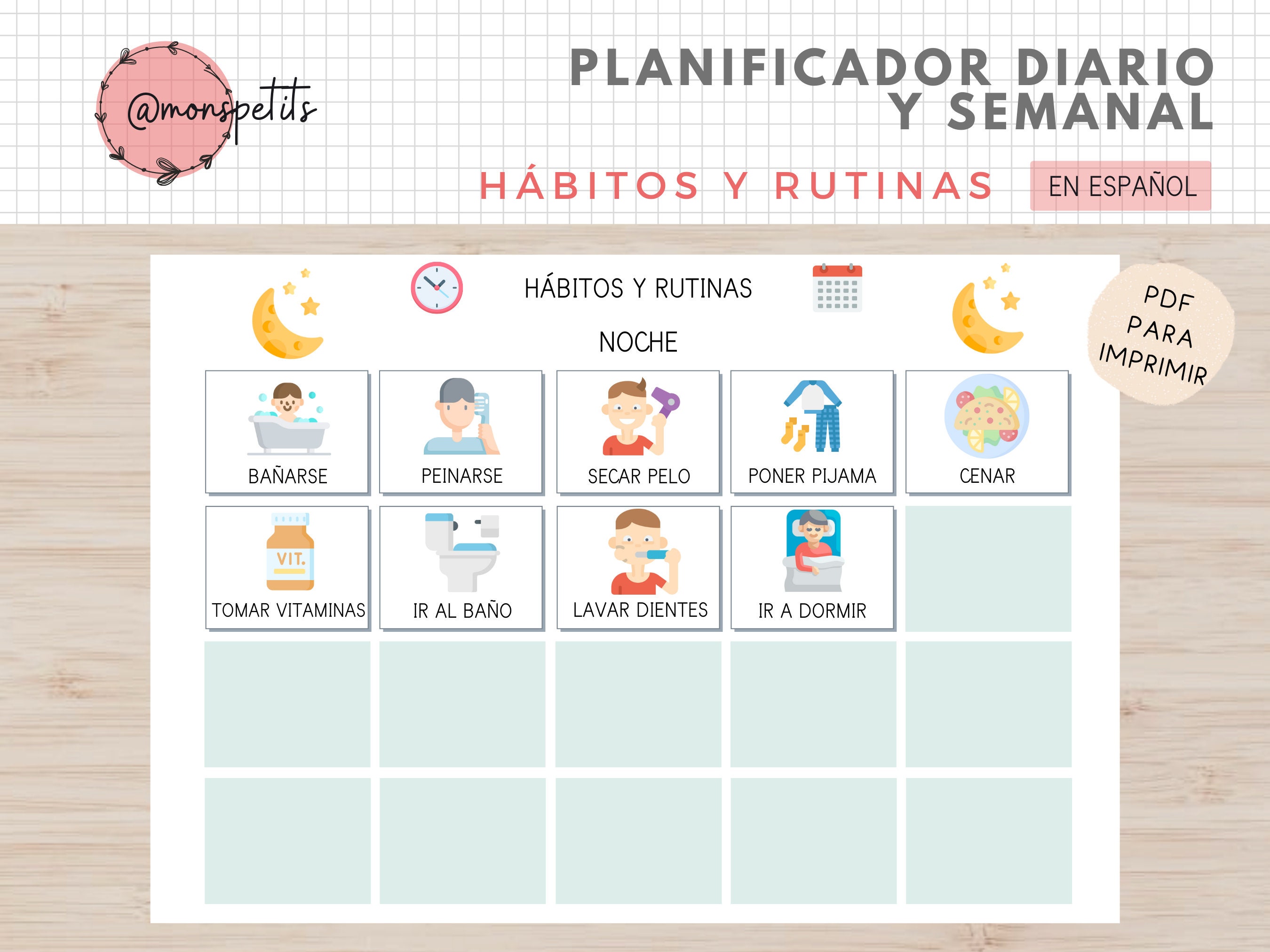 Planificador de Rutinas Diario y Semanal 100 tarjetas de - Etsy España