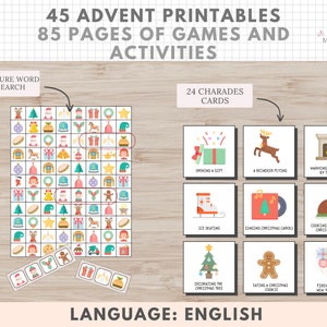 24 Advent Printables for Kids, 85 Pages, Christmas Games, Activities ...