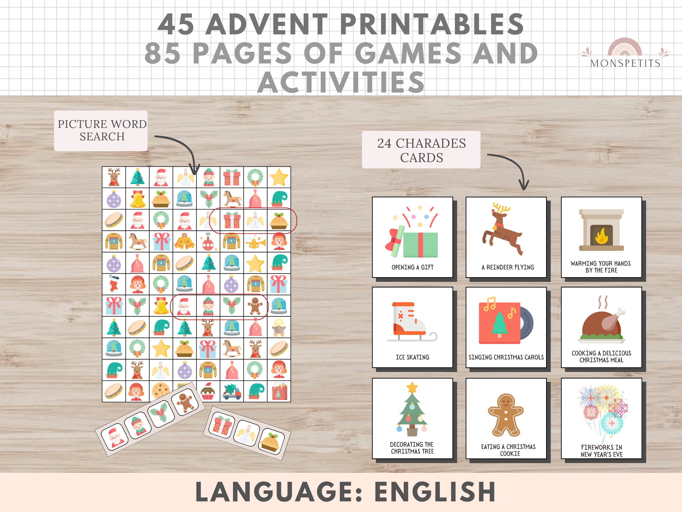24 Advent Printables for Kids, 85 Pages, Christmas Games, Activities ...