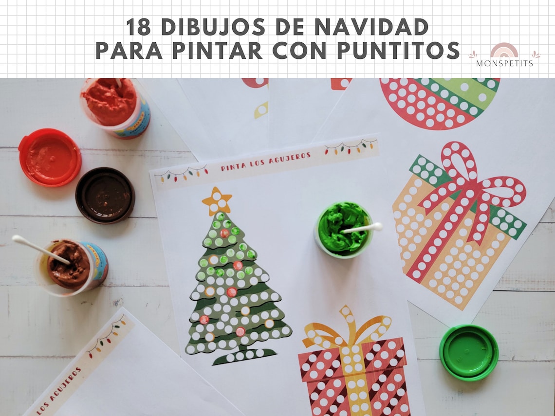18 Dibujos Pintar, Puntitos, Actividad Navidad, Colorear, Educación ...