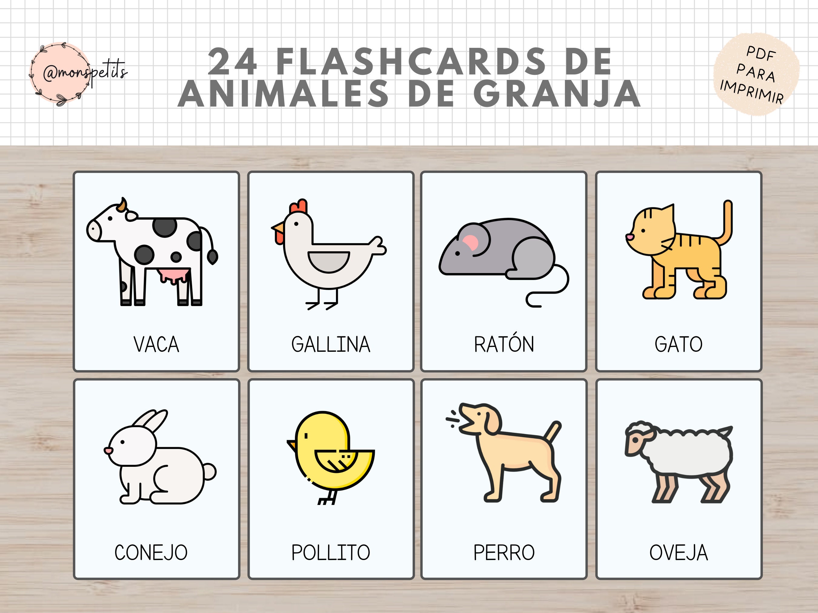 Flashcards Animales En Español Printable SPANISH Flashcards Animals ...