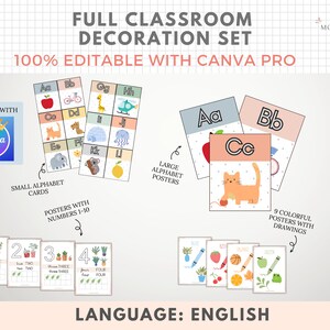 Full Classroom Decoration Pack, 130 Pages, EDITABLE With Canva Pro ...
