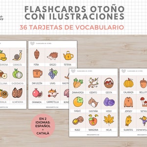 36 Flashcards Vocabulario Otoño, Dibujos, Imprimible Niños, Español I ...