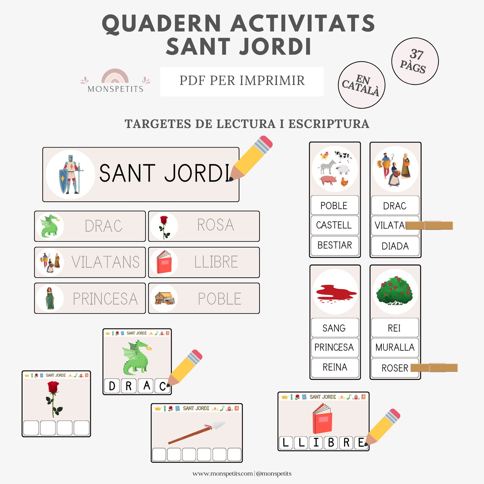 Quadern Sant Jordi Imprimible CATALÀ, Activitats Educació Infantil ...