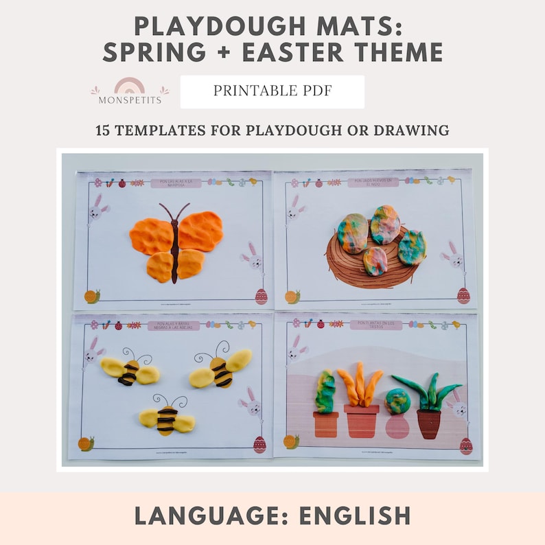 Playdough Mats Templates, Spring & Easter Theme, Printable, Early ...