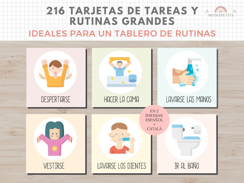 216 Tarjetas De Rutinas Grandes, Horario Niños, Organización, Español ...