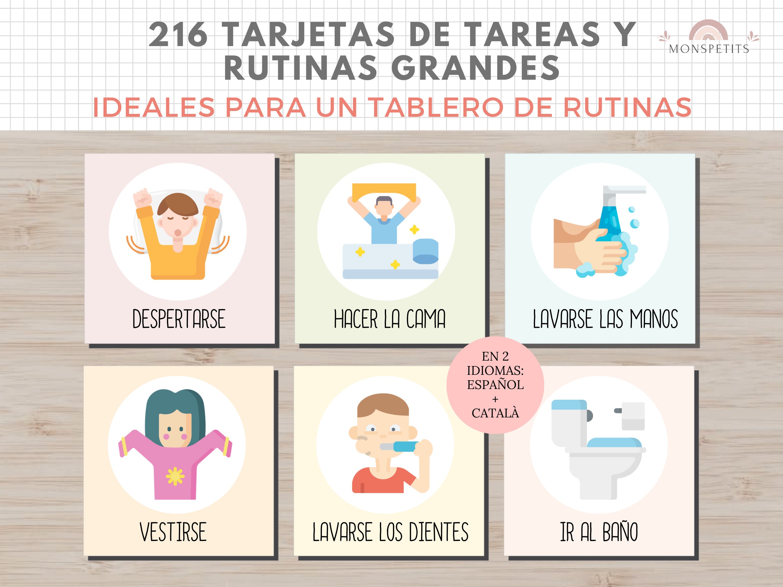 216 Tarjetas De Rutinas Grandes, Horario Niños, Organización, Español ...