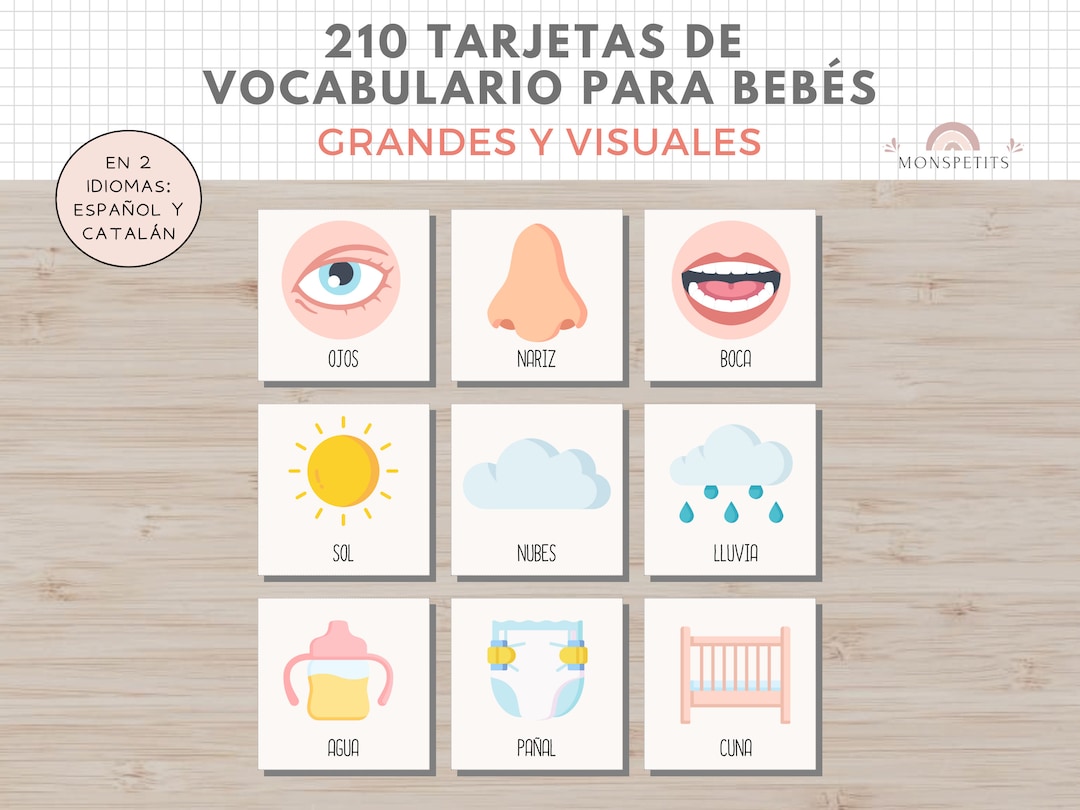 210 Flashcards Vocabulario para Bebes y Niños, Imprimible, Español ...