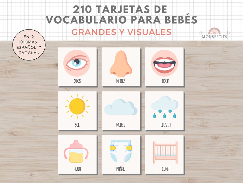 210 Flashcards Vocabulario Para Bebes Y Niños Imprimible - Etsy