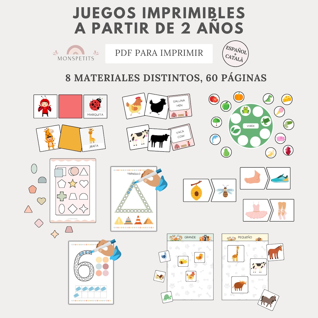 Juegos Imprimibles 2 Años, Aprendizaje Colores, Formas, Animales ...