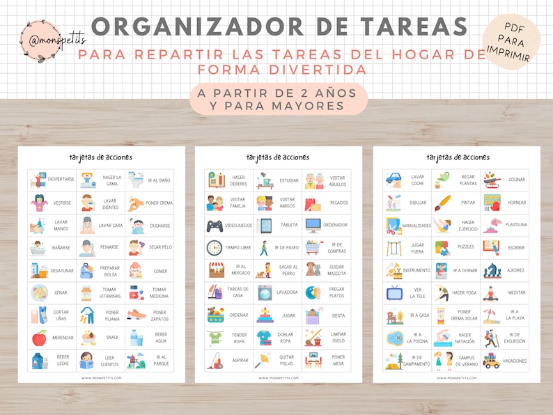 Organizador De Tareas Del Hogar Rutinas Y Tareas Para Niños Castellano ...