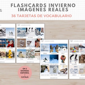 36 Flashcards Vocabulario Invierno, Imágenes Reales, Imprimible Niños ...