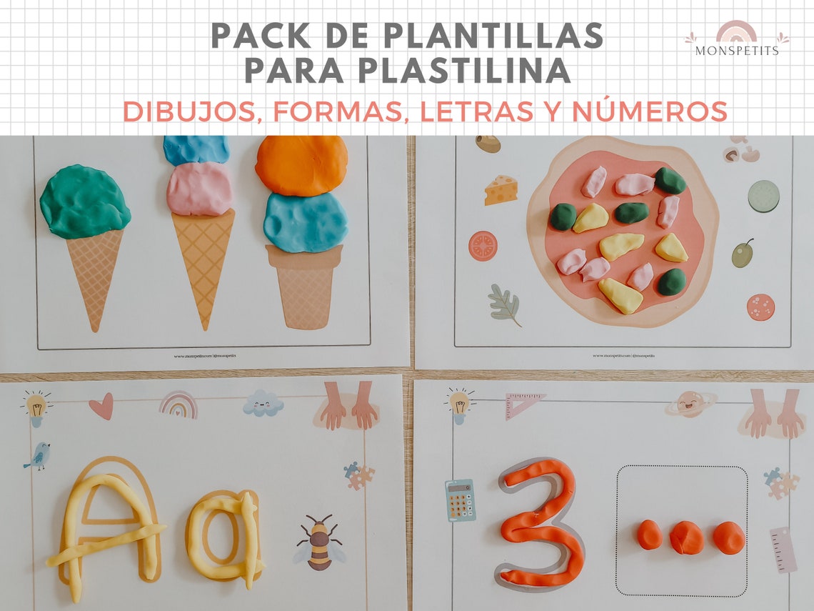 Pack Plantillas para Plastilina Formas Letras Dibujos - Etsy España