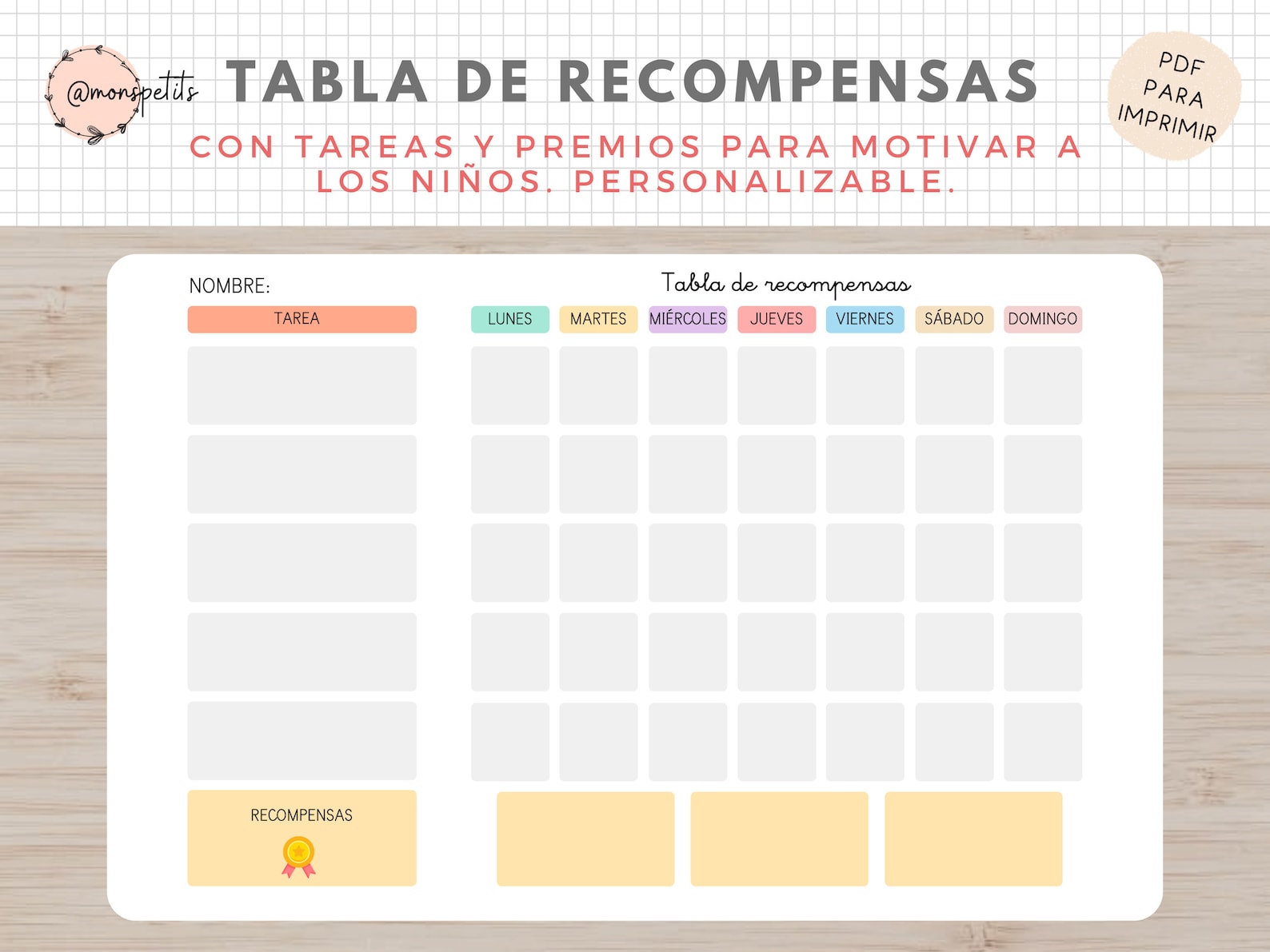 Tabla de Recompensas Español Hábitos y rutinas para Niños - Etsy México
