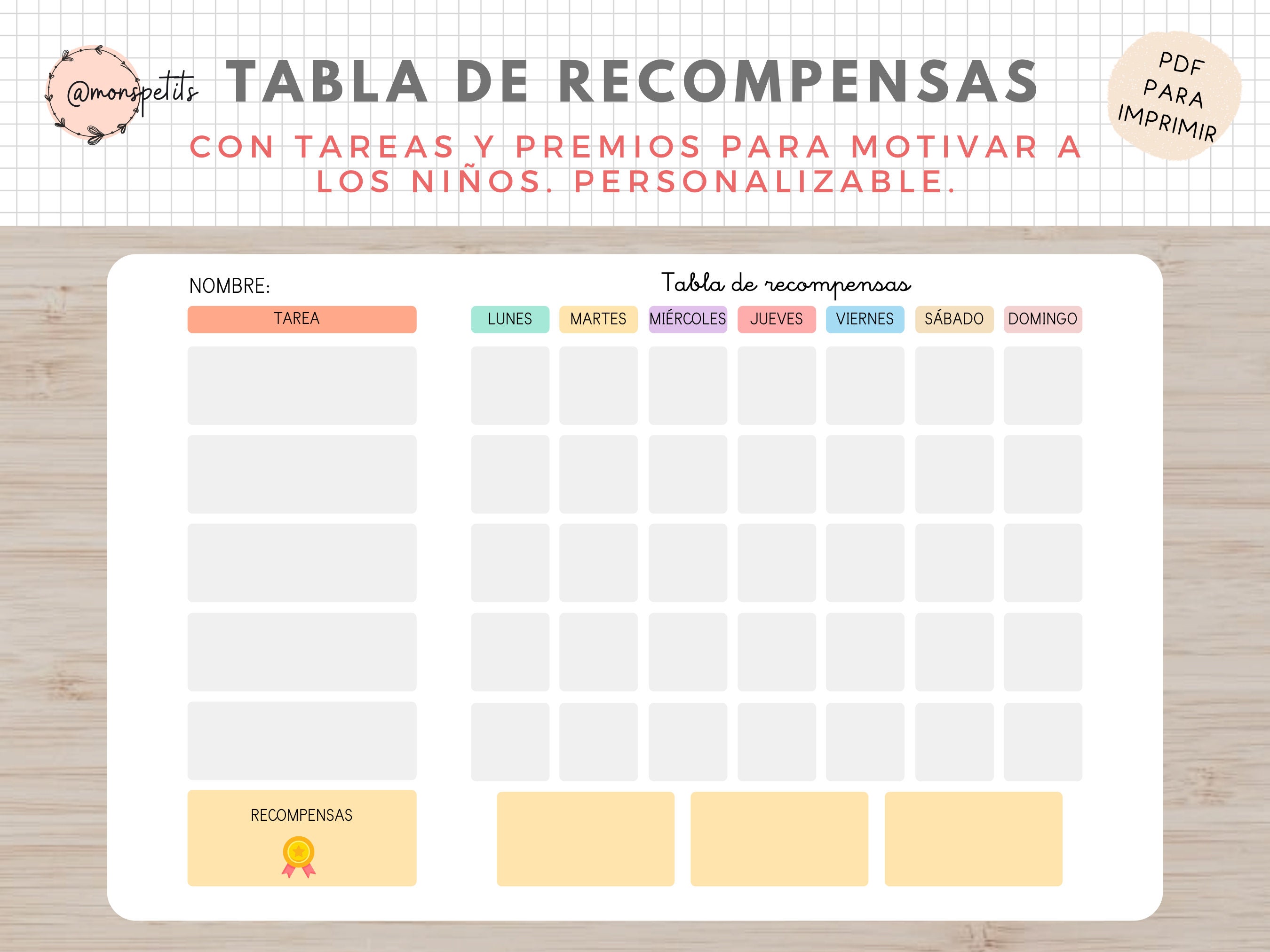 Tabla de Recompensas, Hábitos Rutinas Niños, Español, Català, Descarga ...